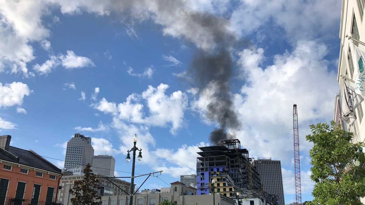 PHOTOS: Fire at collapsed Hard Rock site