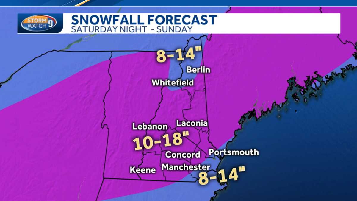 Incoming snowstorm to bring 10-18 inches of snow for most of NH