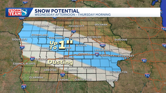 Iowa weather: Here's how much snow could hit the state Wednesday