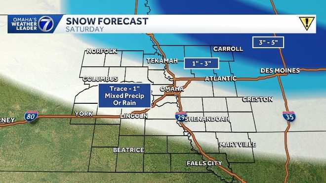 Omaha weather: Snow and rain timeline Saturday afternoon