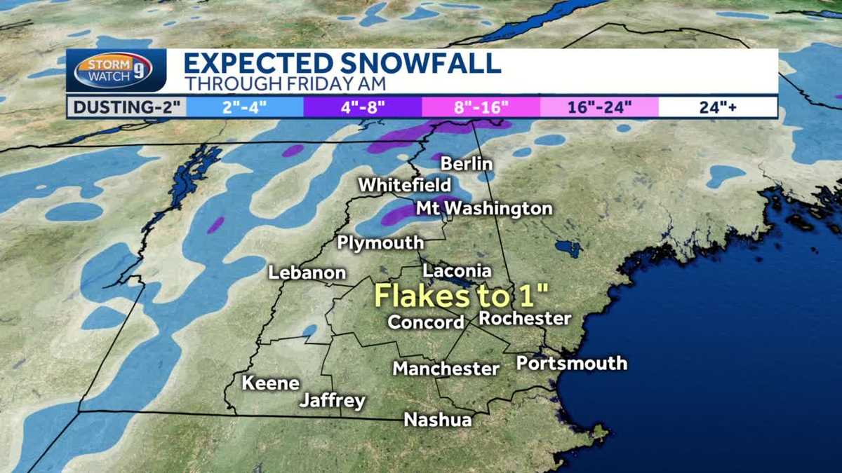 Many to see snowflakes in NH; accumulation most likely in far northern NH