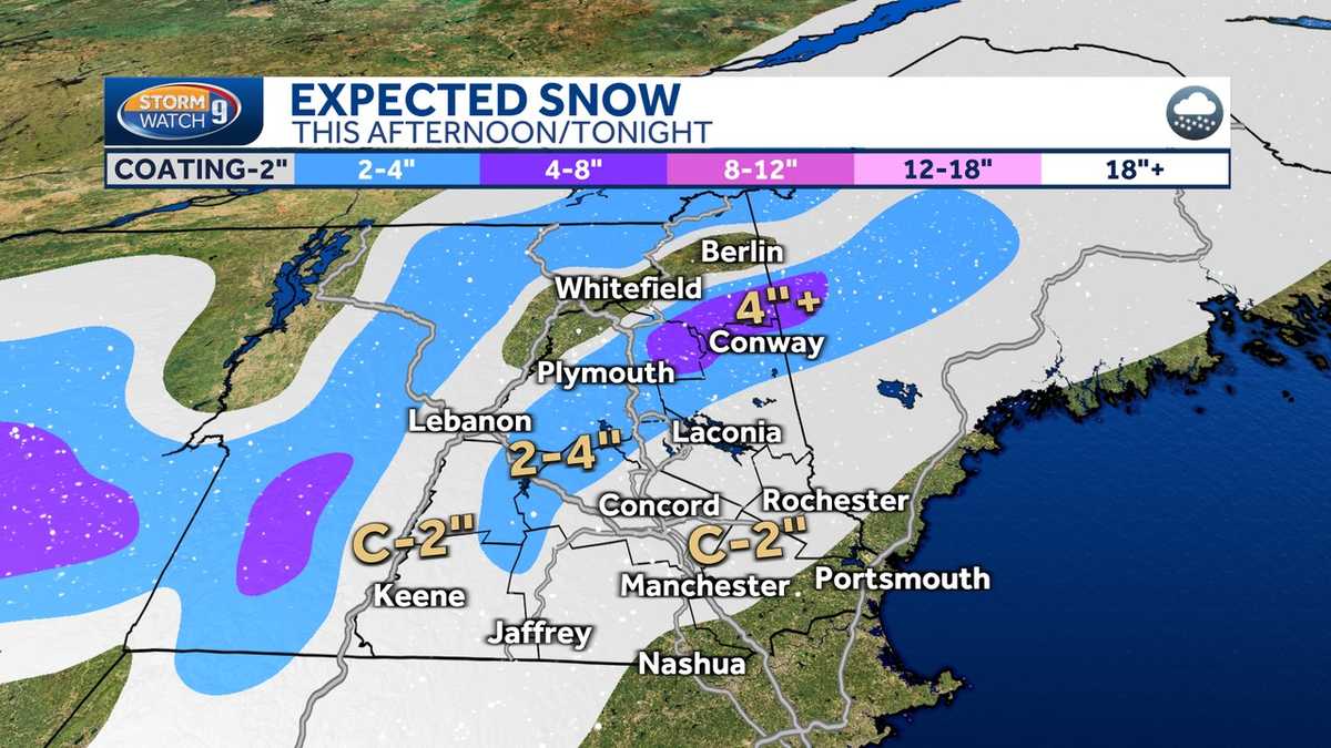 NH snow forecast: Quick hit could deliver 4 inches of snow