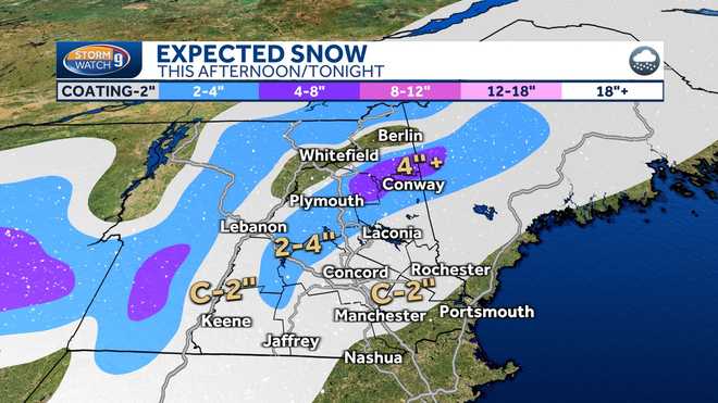 NH snow forecast: Quick hit could deliver 4 inches of snow