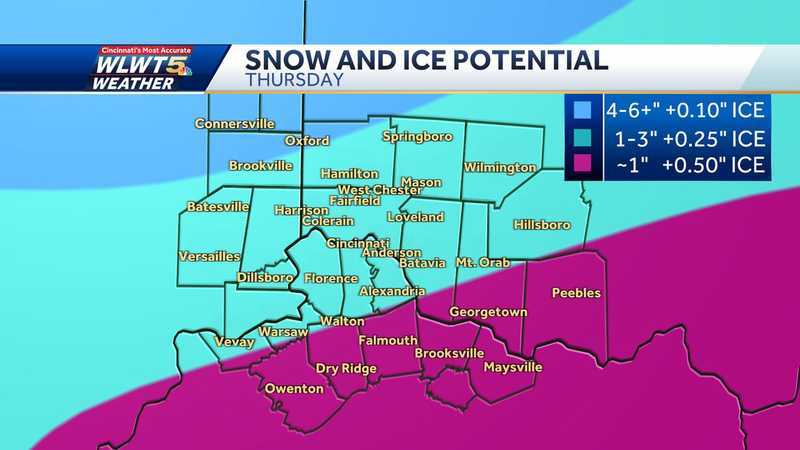 Snow/ice forecast: How much to expect in Greater Cincinnati
