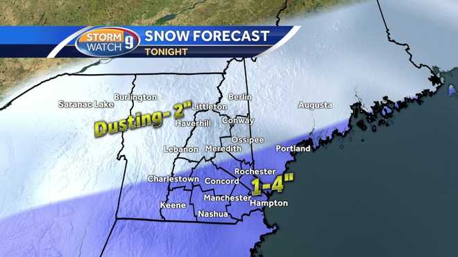 Up to 4 inches possible in southern NH; snow begins Saturday night