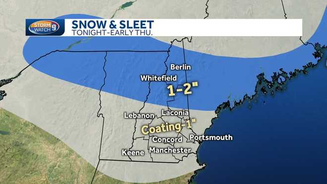 Quick bout of snow, wintry mix to move through NH