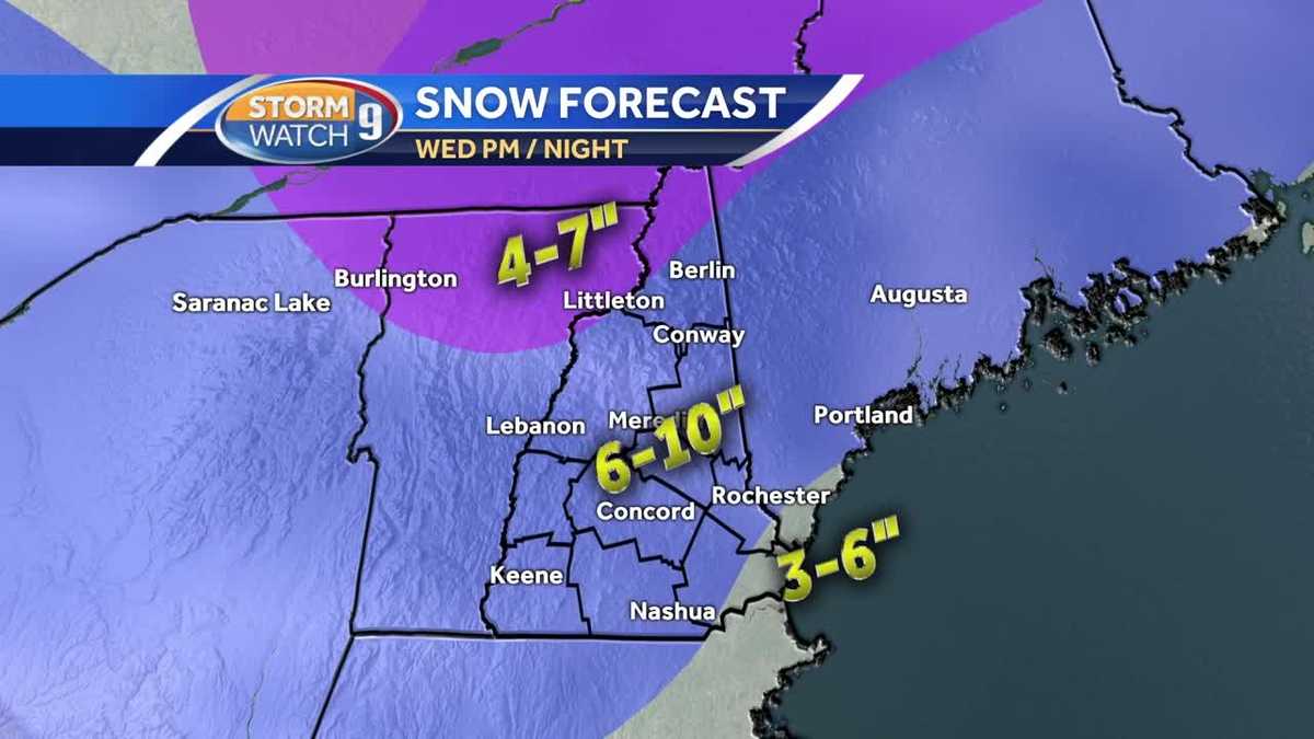 At least 6 inches of snow likely for most of NH Wednesday