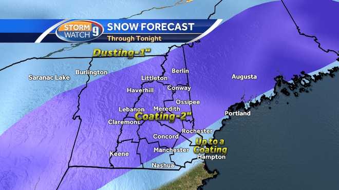 Snow, rain taper off in NH