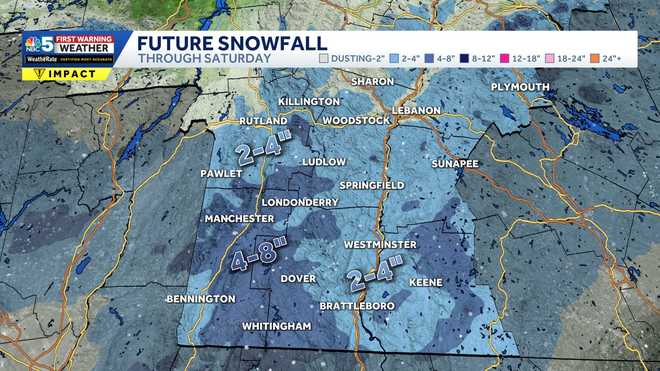 Snowy Saturday for many in Southern Vermont, Upper Valley
