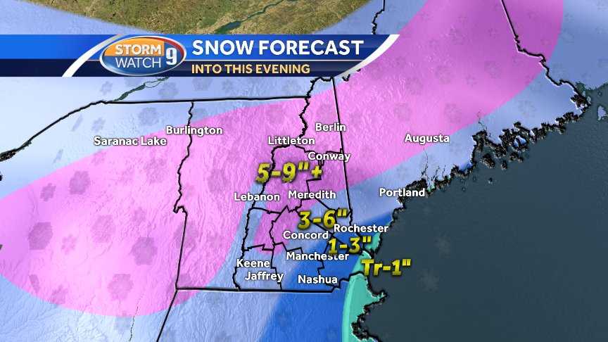 Snow continues in north, mixes to rain in southern New Hampshire