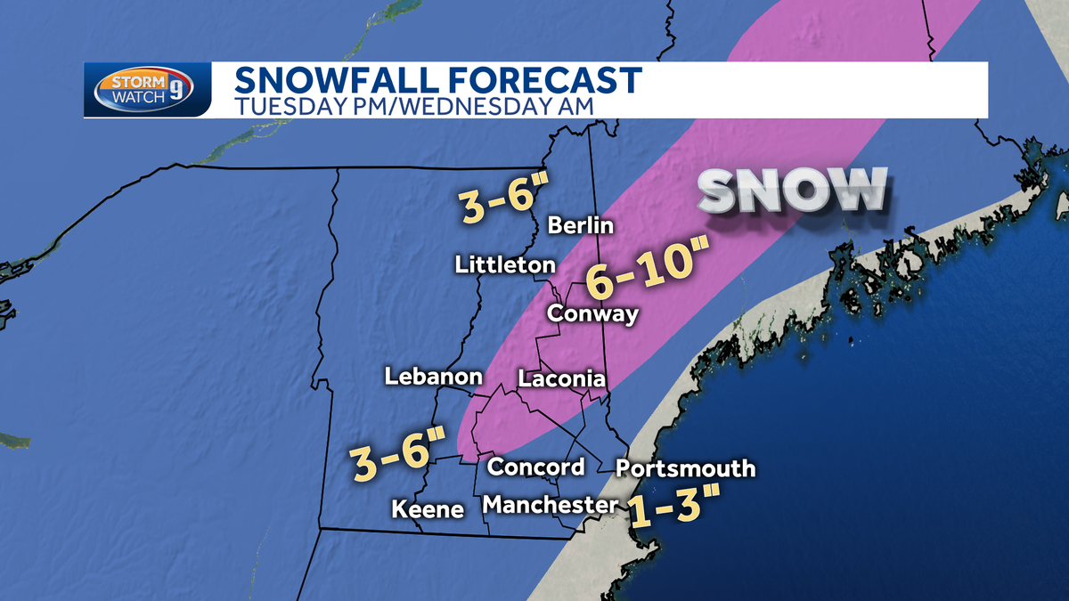 Plowable snowfall likely this week in parts of NH, wintry mix elsewhere