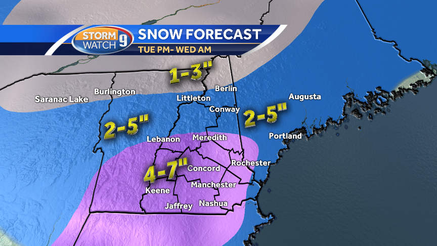 Plowable snow expected late Tuesday into Wednesday