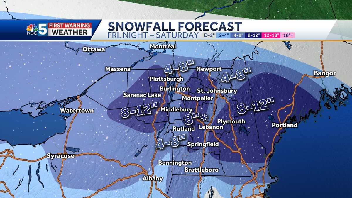 Widespread snow, mix with incoming snowstorm in Vermont, NY