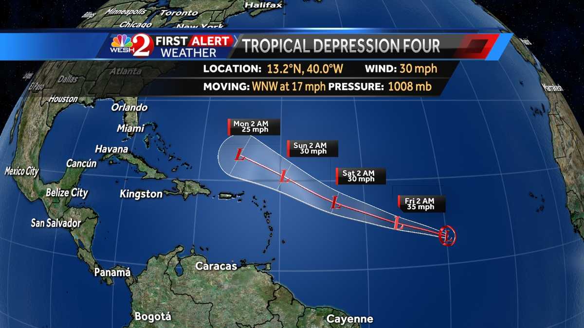 Tropical depression isn't expected to become tropical storm