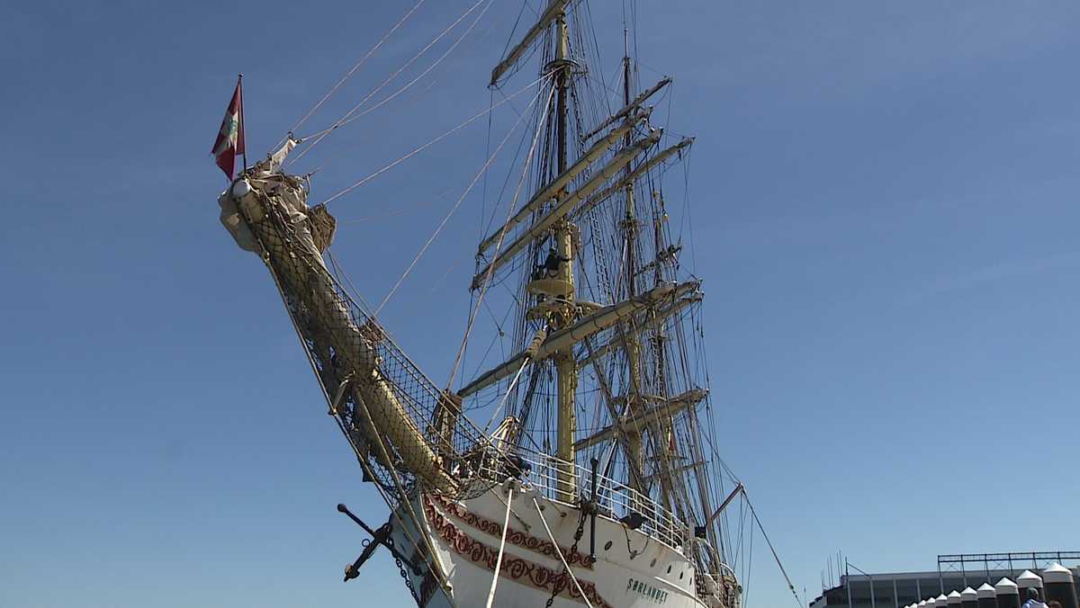 90-year-old tall ship docks in Boston Harbor