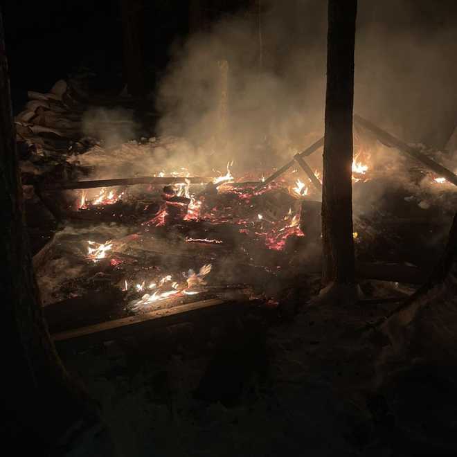 South Berwick fire in makeshift shelter seriously injures man