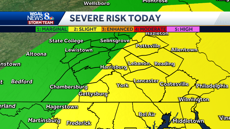 Strong to severe storms possible Monday in South-Central Pa.