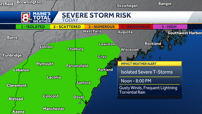 Strong to severe storms possible for parts of Maine Wednesday