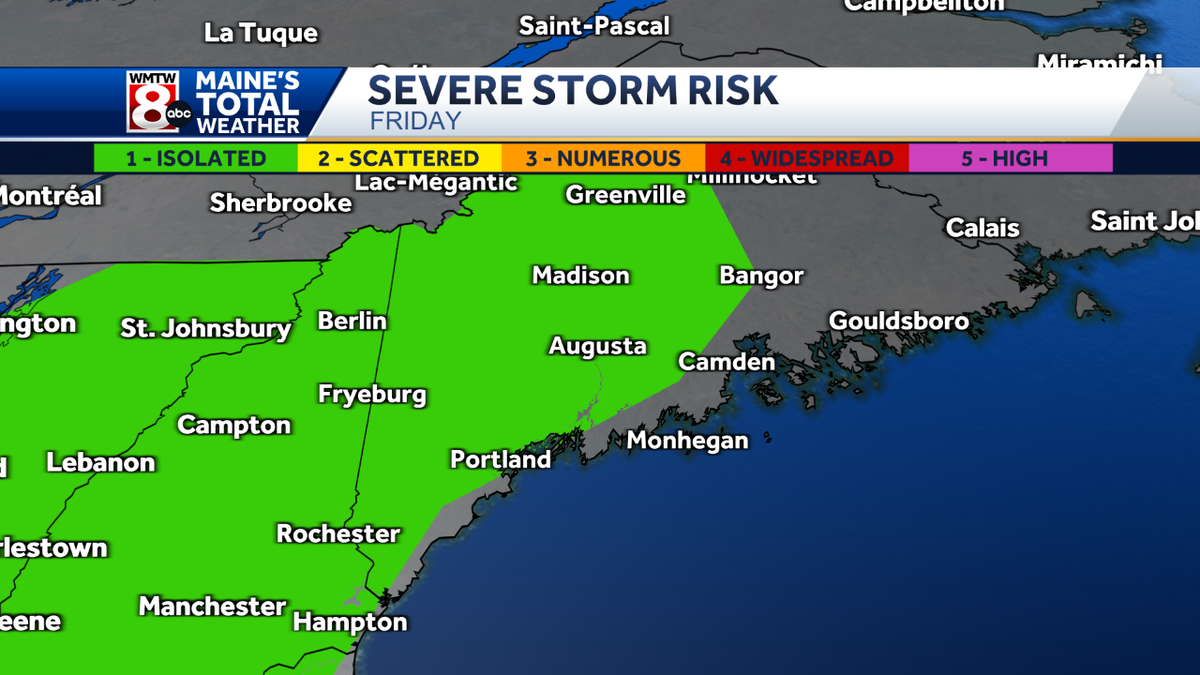 Downpours, gusty winds and small hail arriving in Maine