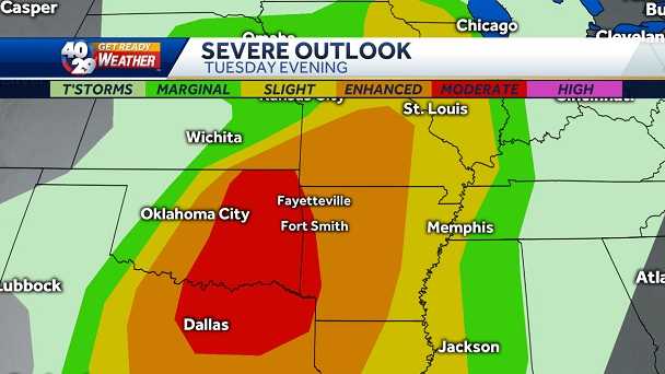 Severe Day: Tuesday evening storms