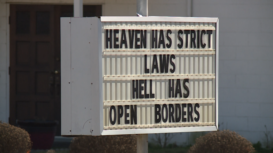 Arkansas church sign: "Heaven has strict laws, Hell has open borders"