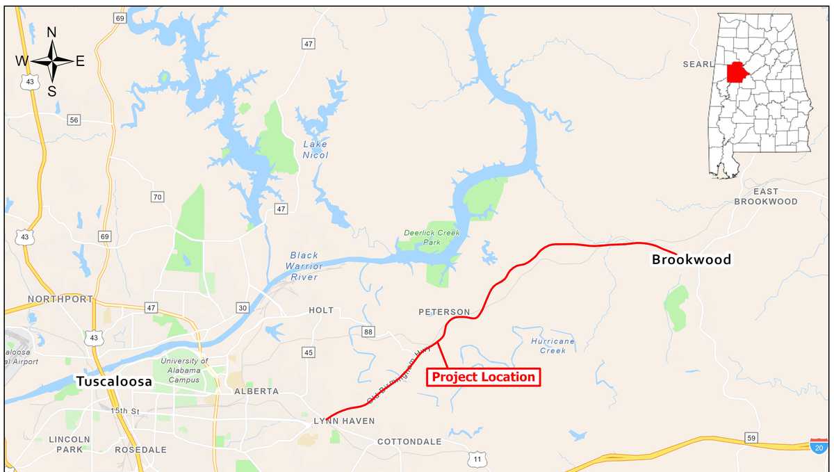 Work planned on Tuscaloosa County road through end of 2024