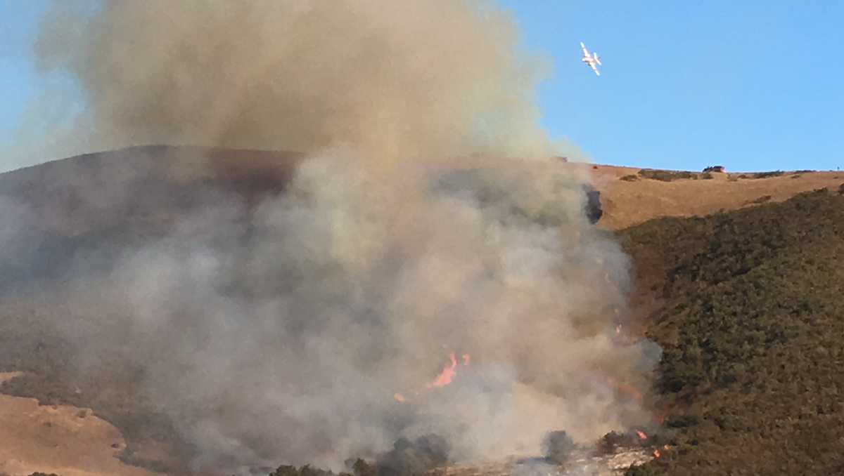 Firefighters respond to fire burning east of Prunedale