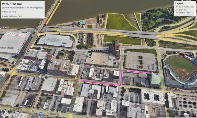 Starting line for miniMarathon/marathon moved away from Old National Bank