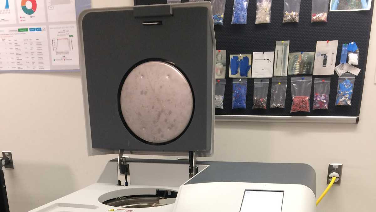 Machine grinds dangerous needles into harmless confetti