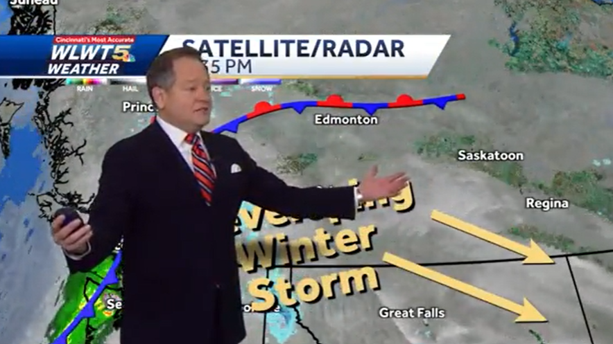 WLWT weatherman finds out Bengals are in the Super Bowl during forecast