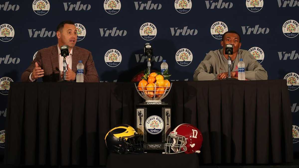 Citrus Bowl: Alabama OC Steve Sarkisian, WR DeVonta Smith talk Michigan ...