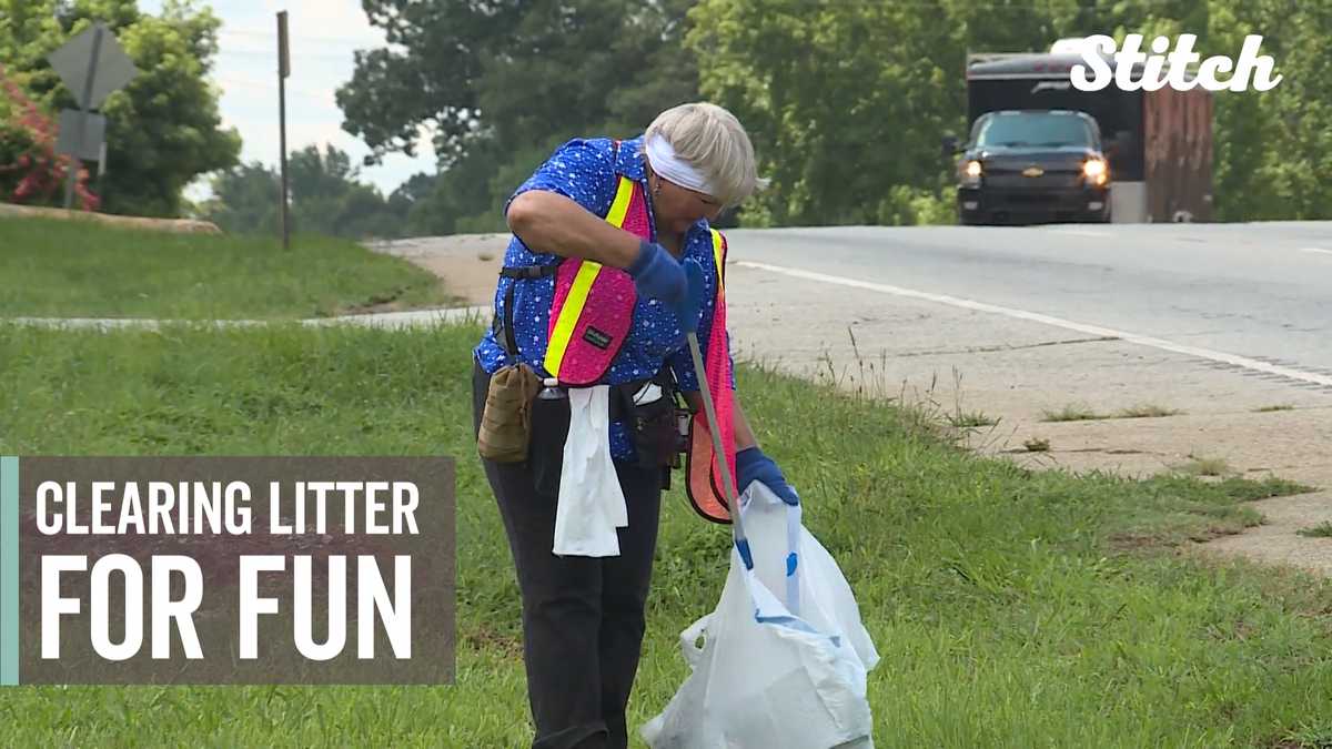 Woman using her retirement to clear litter along highway