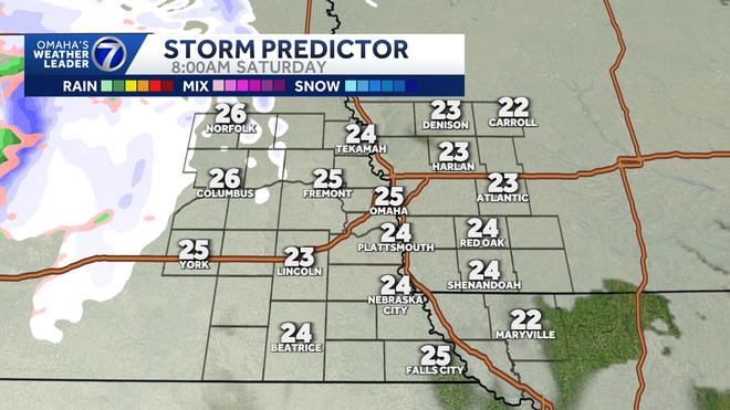 Omaha weather: Snow and rain timeline Saturday afternoon