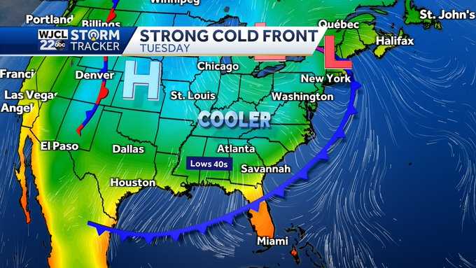 Savannah: Strong cold front to drop temperatures