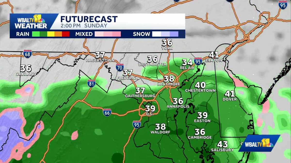 Baltimore weather: Futurecast map shows Sunday rain timeline