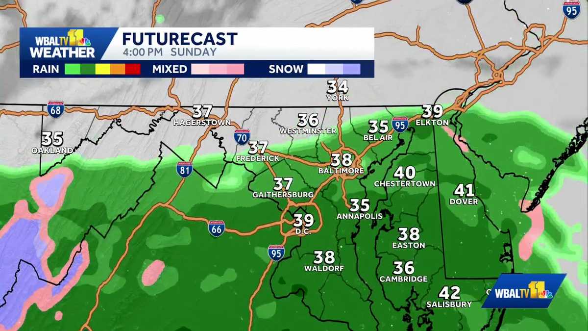 Baltimore weather: Futurecast map shows Sunday rain timeline