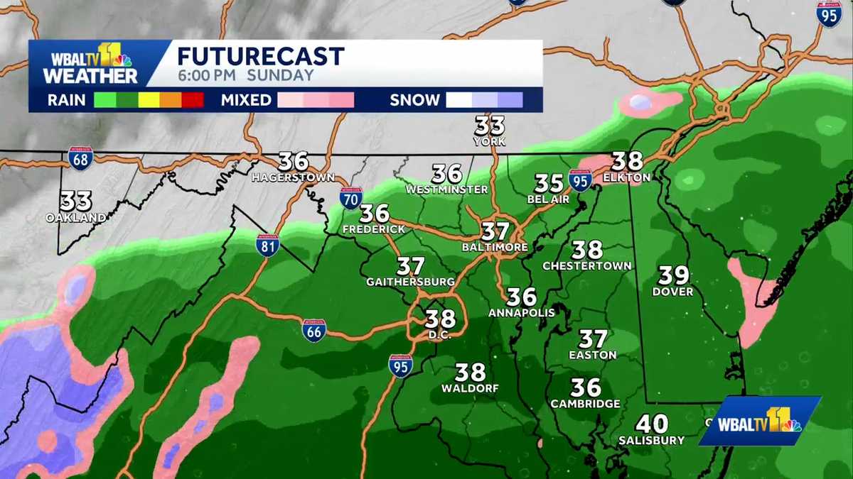 Baltimore weather: Futurecast map shows Sunday rain timeline