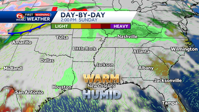 New Orleans Easter forecast weather high low temp rain chances