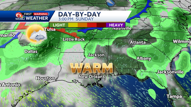 New Orleans Louisiana weather forecast high temp rain chances