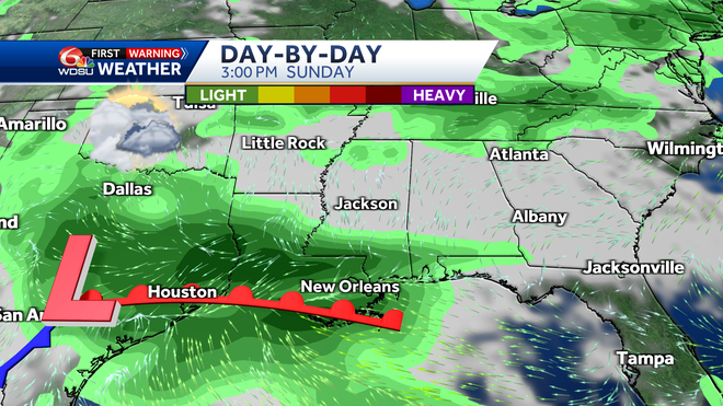 New Orleans Louisiana weather forecast record highs severe storms