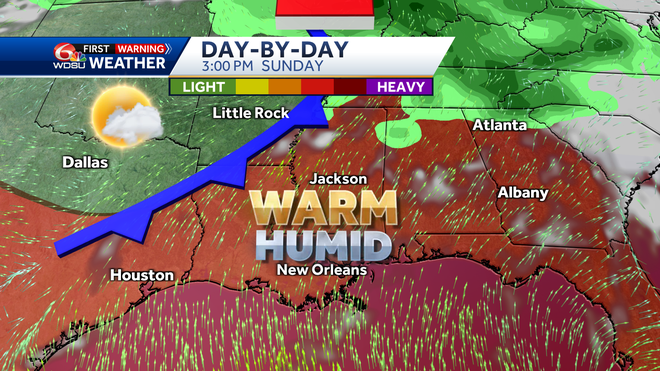 New Orleans Louisiana weather forecast high temp rain chances
