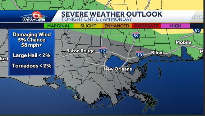 Slight Risk For Severe Weather Monday On The Northshore