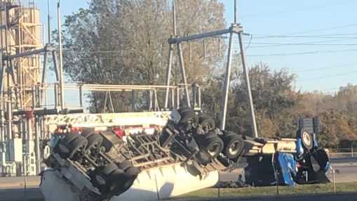 KCKFD on scene of overturned tanker