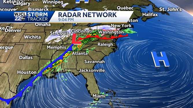 Cold front, strong storms to push across the Southeast