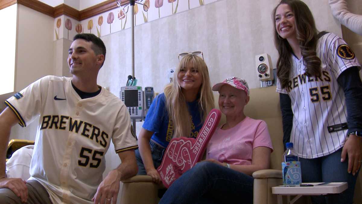Brewers' Hoby Milner surprises breast cancer patients at Aurora Women's ...