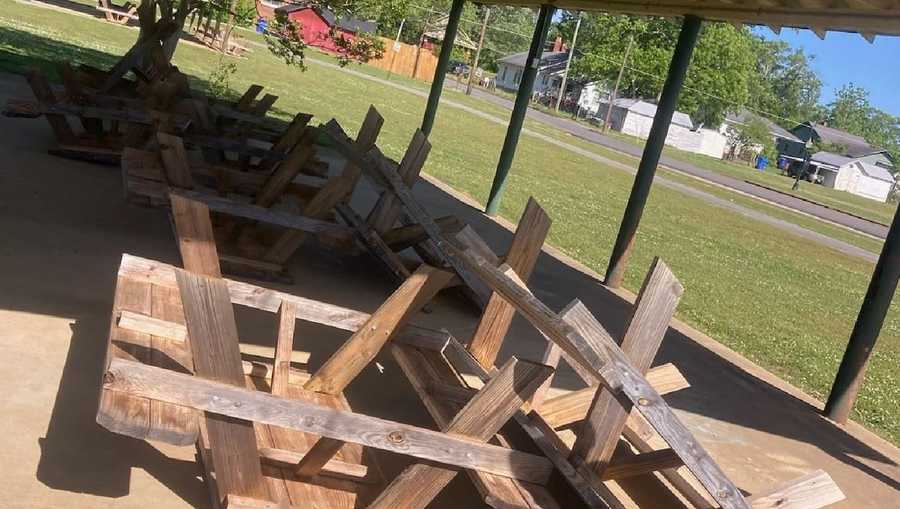People are flipping picnic tables in Piedmont