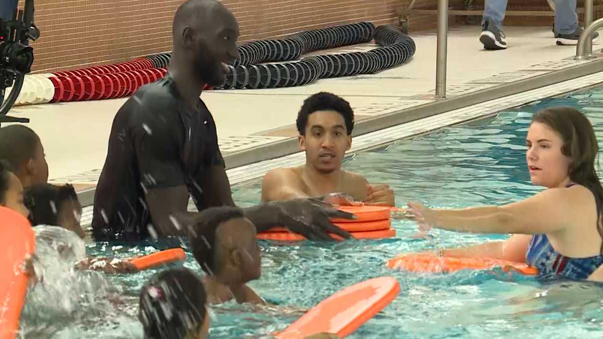 Celtics sensation Tacko Fall gets swimming lessons with Maine children