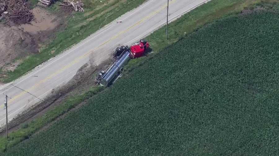 Overturned tanker causes hazmat situation, evacuations