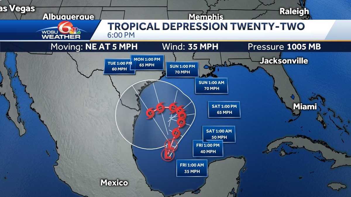 Tropical Depression Twenty Two forms in the southwestern Gulf of Mexico
