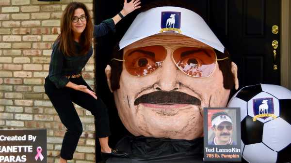 Ohio woman creates massive 705-pound Ted Lasso pumpkin